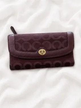 Coach | Bags | Coach Signature Turnlock Wallet In Deep Plum | Poshmark